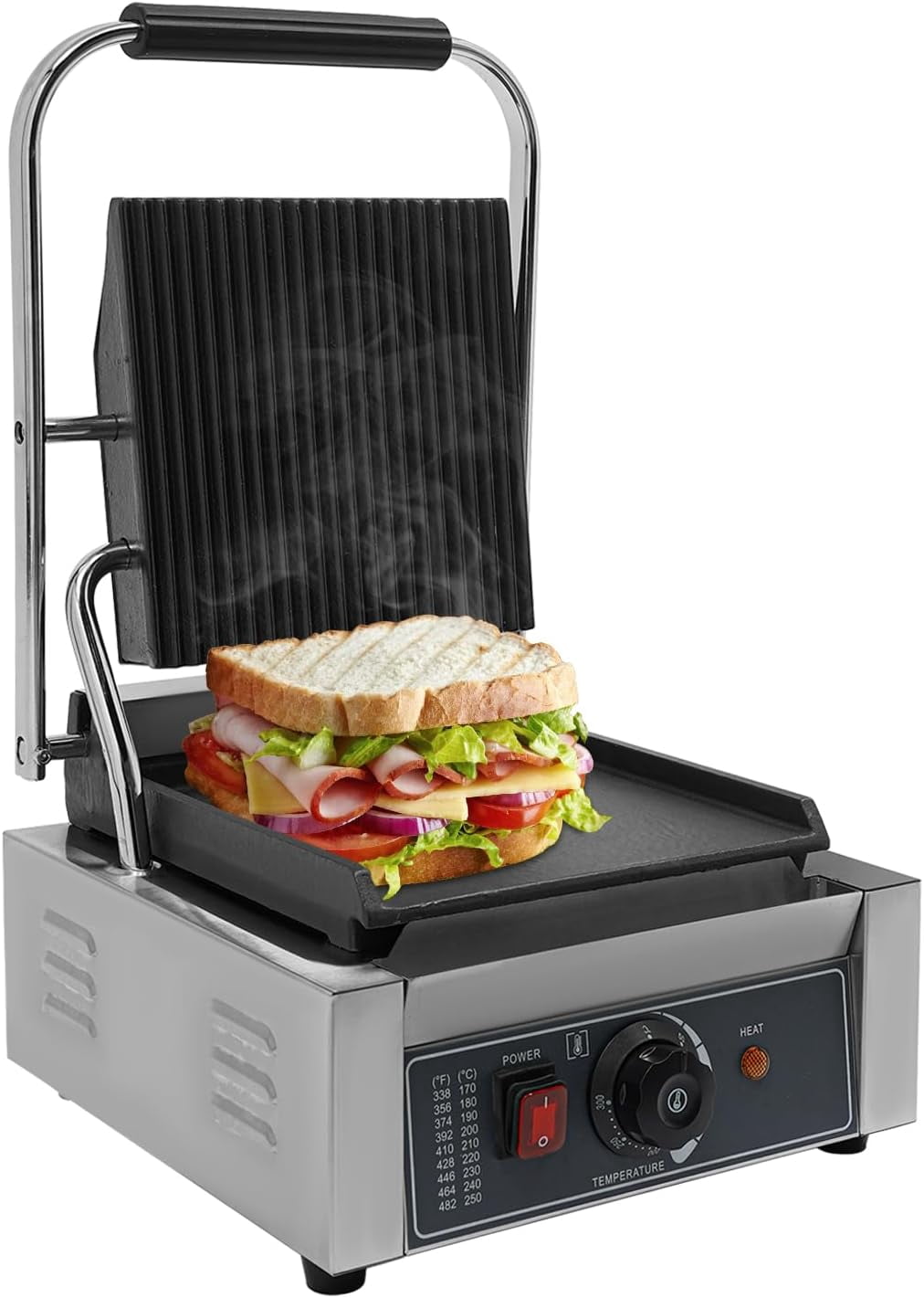 1800W Commercial Panini Press Grill, Non-Stick Sandwich Maker with ...