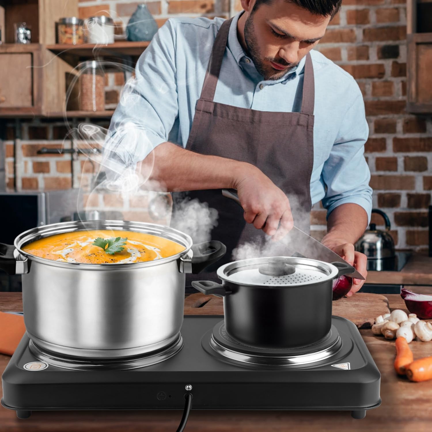 1800W Dual Electric Stove Infrared Dual Burner Portable Hot Plates ...