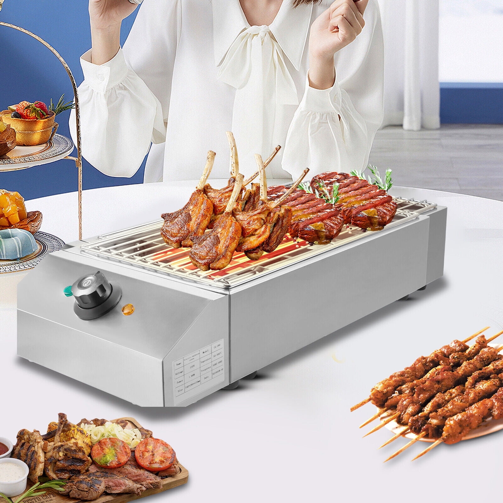 Electric Griddle Flat Top Grill Hot Plate BBQ Countertop Commercial ...