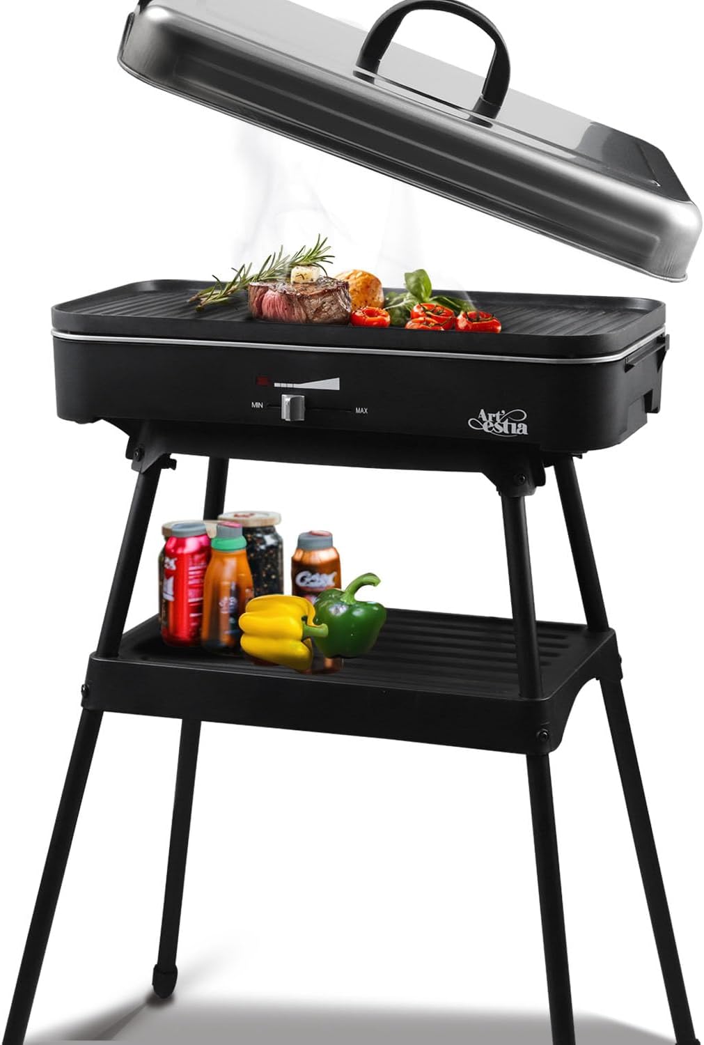1800W Electric Outdoor Grills with Lid Indoor Smokeless Grill for ...