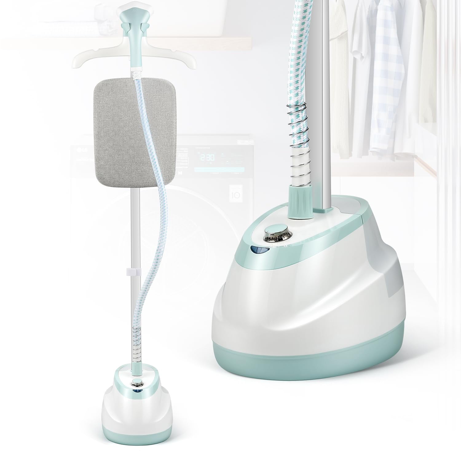 1800W Garment Steamer for Clothes Standing Flat Hanging Ironing ...