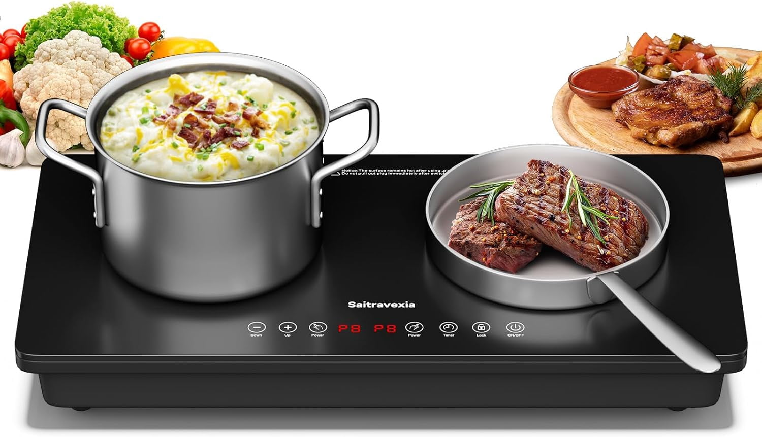 1800W Portable 2 Burner Countertop Electric Stove with Touch Control ...