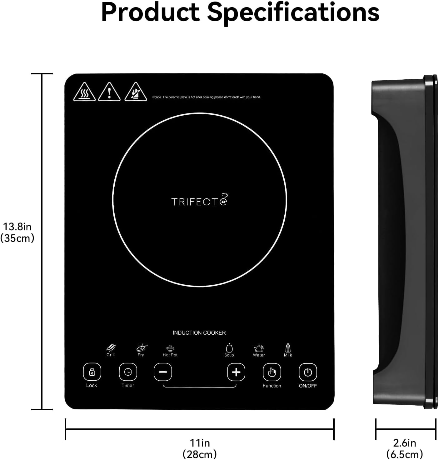 1800W Portable Induction Cooktop with Sensor Touch Control, 6 Cooking ...