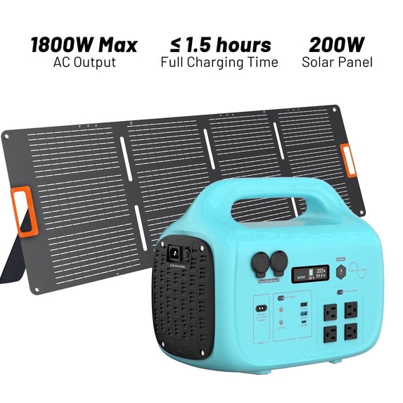 1800W Portable Power Station with 200W Solar Panel, 1024 Wh Solar ...