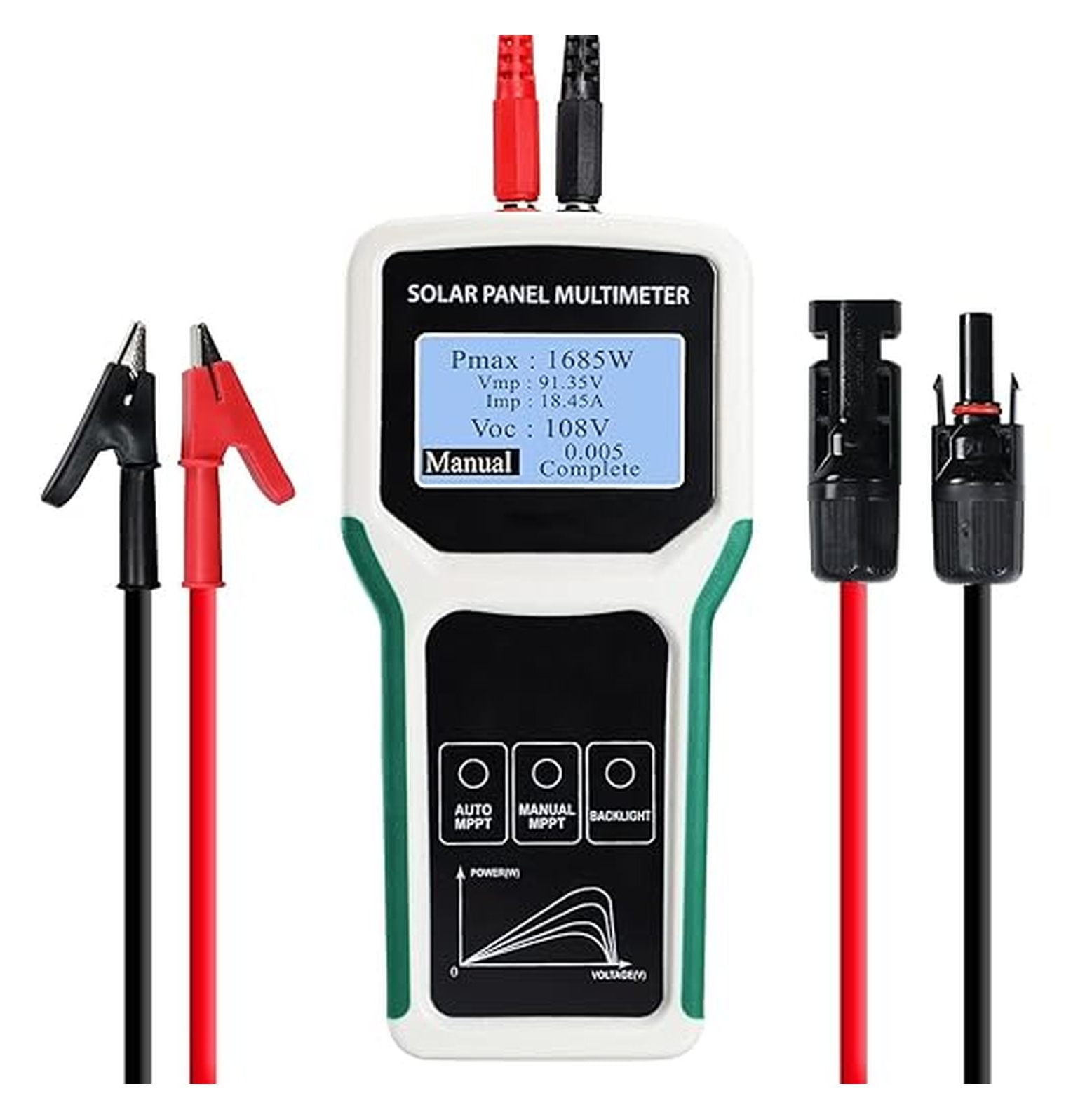 1800W Solar Panel Tester, MPPT Multimeter, LCD Watt Meter, Portable PV ...