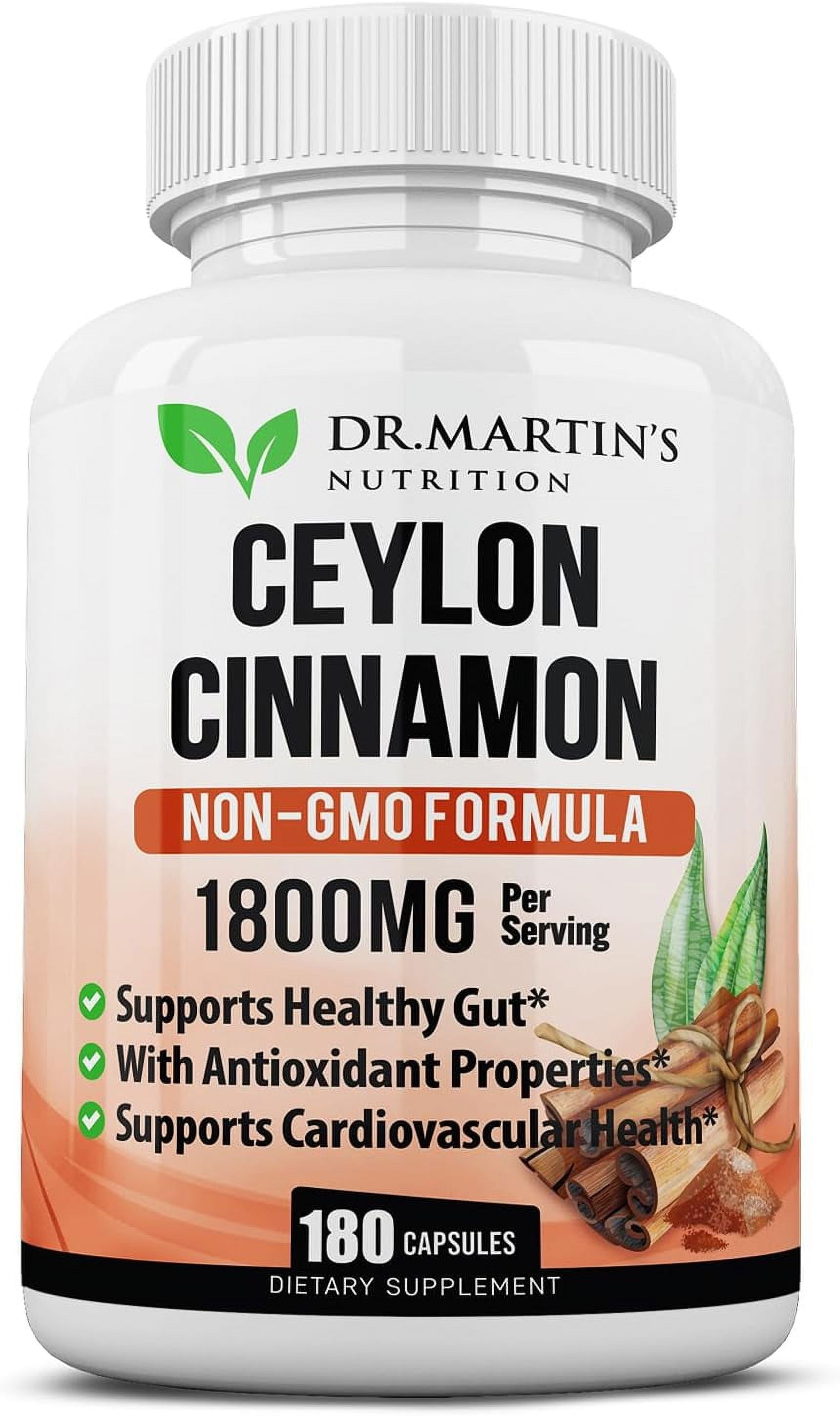 1800mg Ceylon Cinnamon Capsules | 180 Count | Supports Joints, Healthy ...