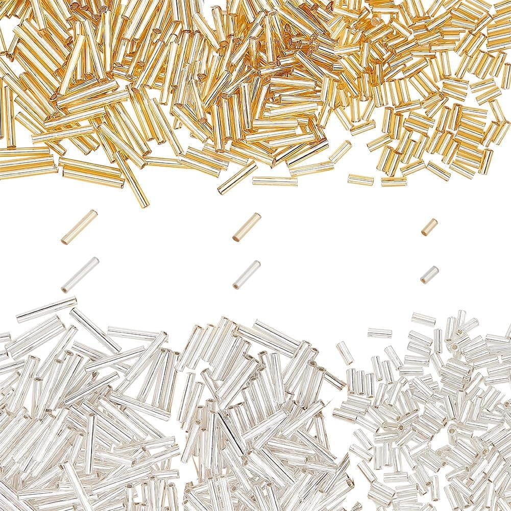 1800pcs 3 Sizes Glass Bugle Beads 5/9/12x2mm Long Tube Beads Seed Beads ...
