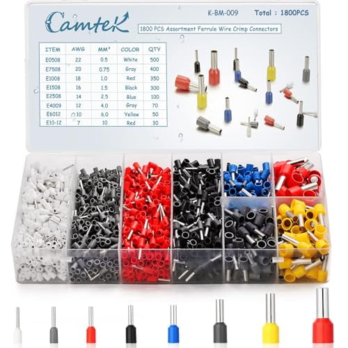 1800pcs Wire Ferrules Kit, AWG 22-7 Ferrule Crimping Kit Terminal ...
