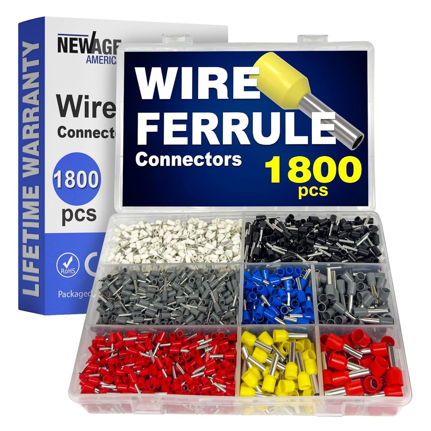 JUNCHI-® 1800pcs Wire Ferrules Kit | AWG 22-8 | Copper & Nylon ...