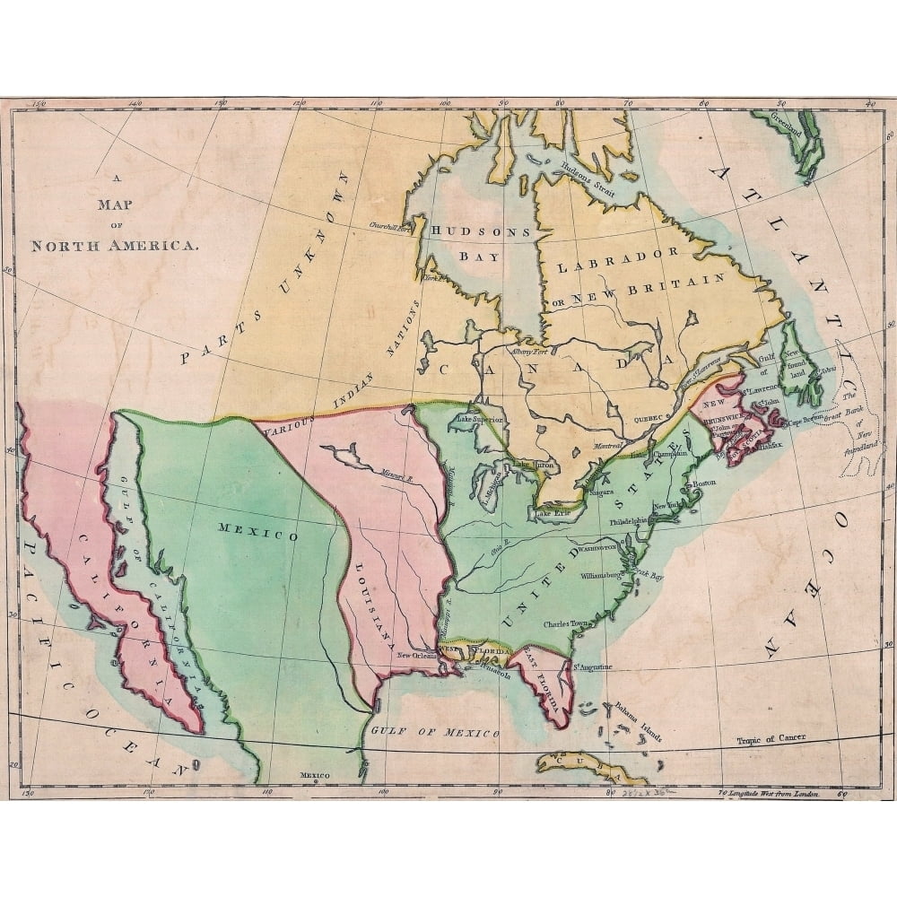 1803 Map Of North American Showing The Major Divisions By European ...