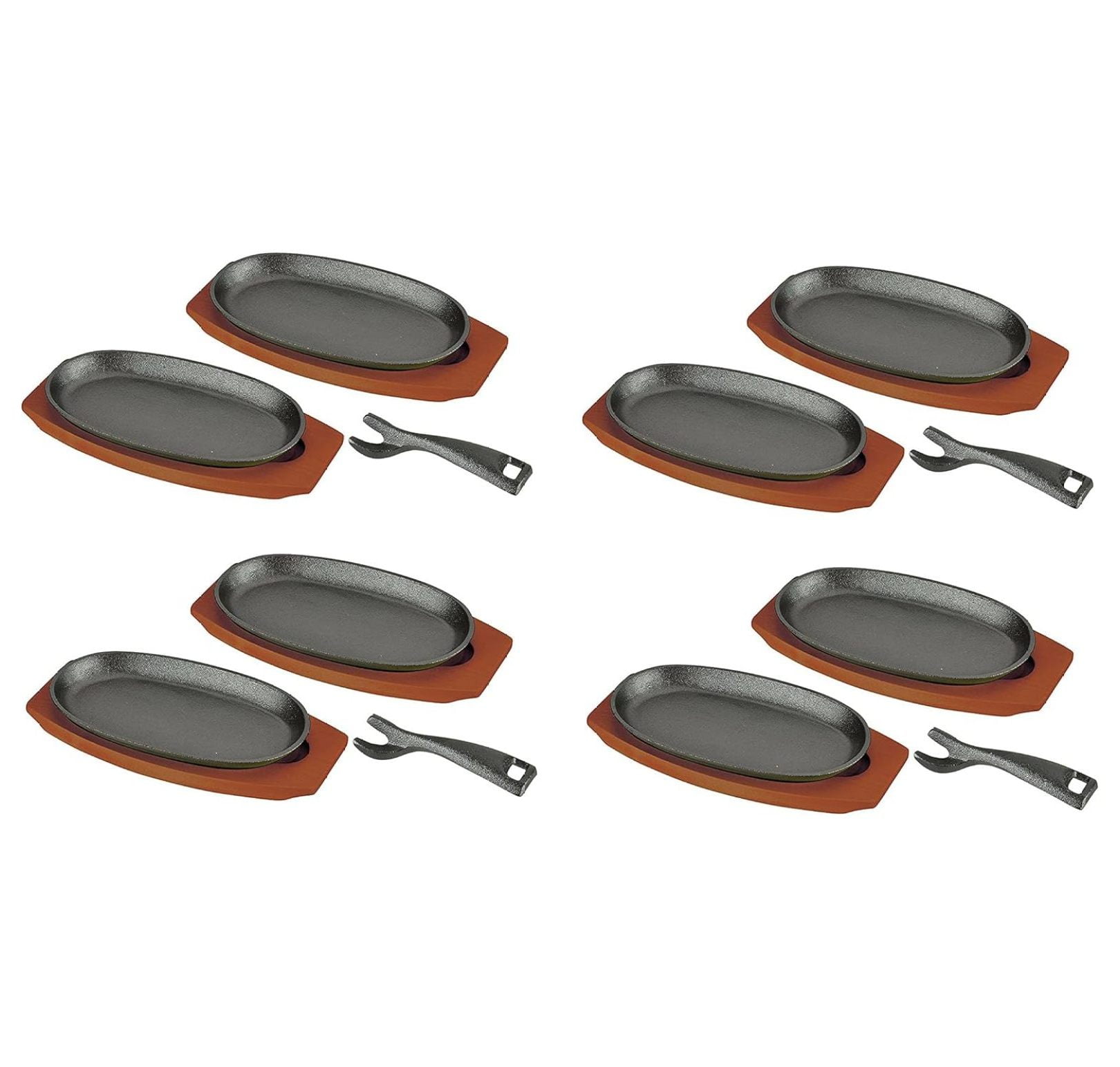 1809, Sizzling Steak Plate Set with Wooden Base Cast Iron Fajita ...
