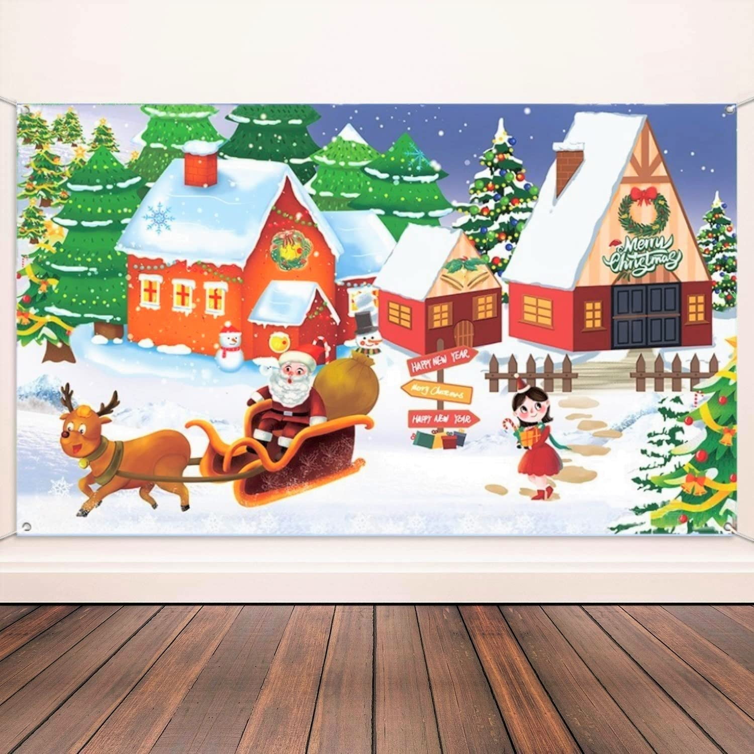 180CM x 110CM Christmas Backdrop for Wall, Extra Large Fabric North ...
