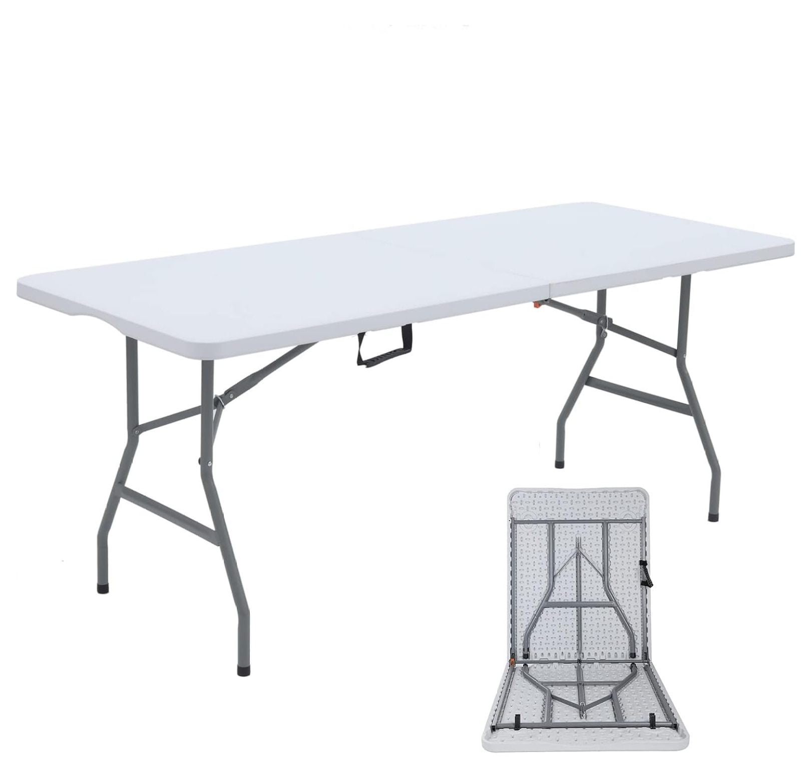 180CZ Folding Table 6 Foot Plastic Folding Table Indoor & Outdoor for Picnic, BBQ, Party, with ...