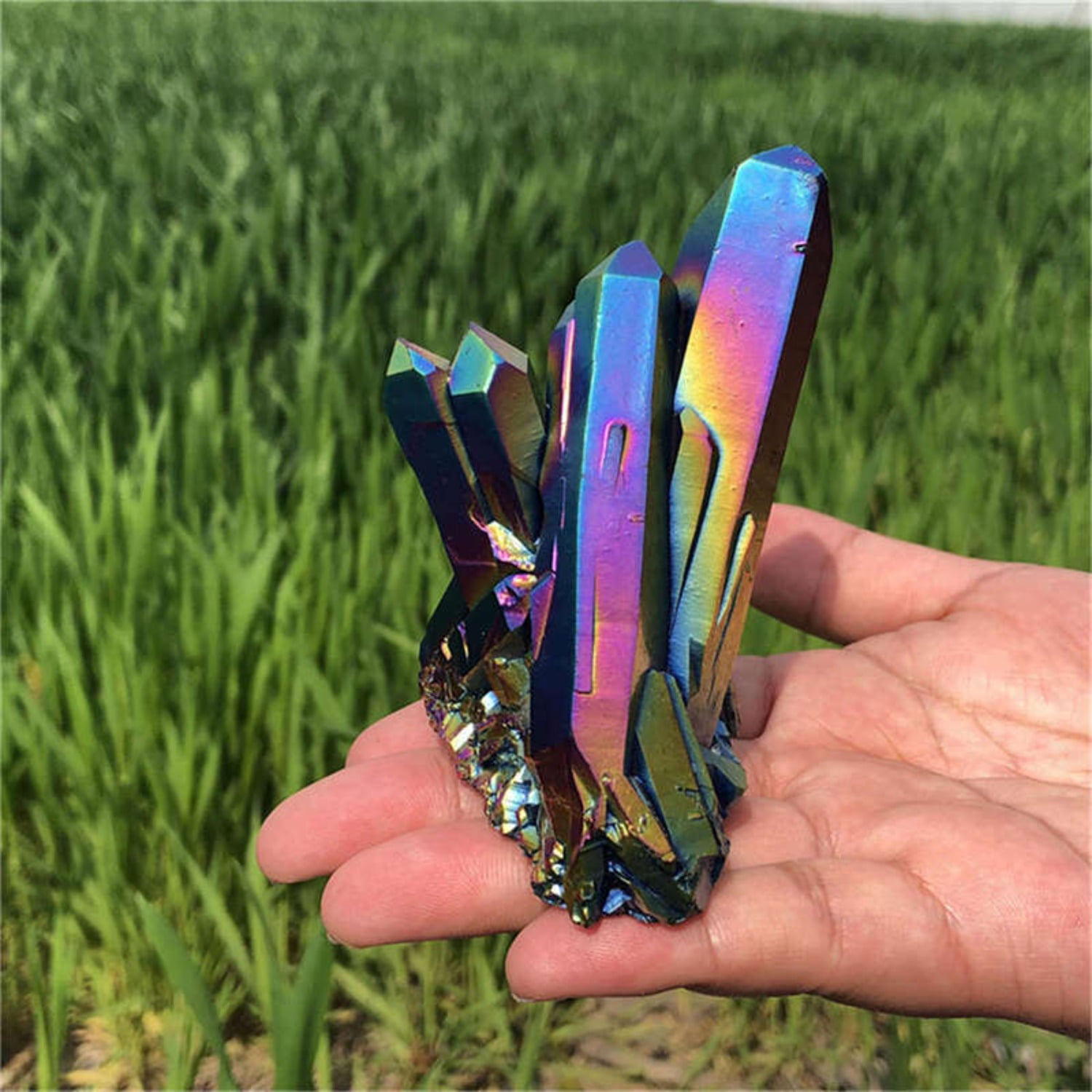 180G Titanium Rainbow Crystal Cluster Quartz Crystal, Dot Reiki Crystal ...