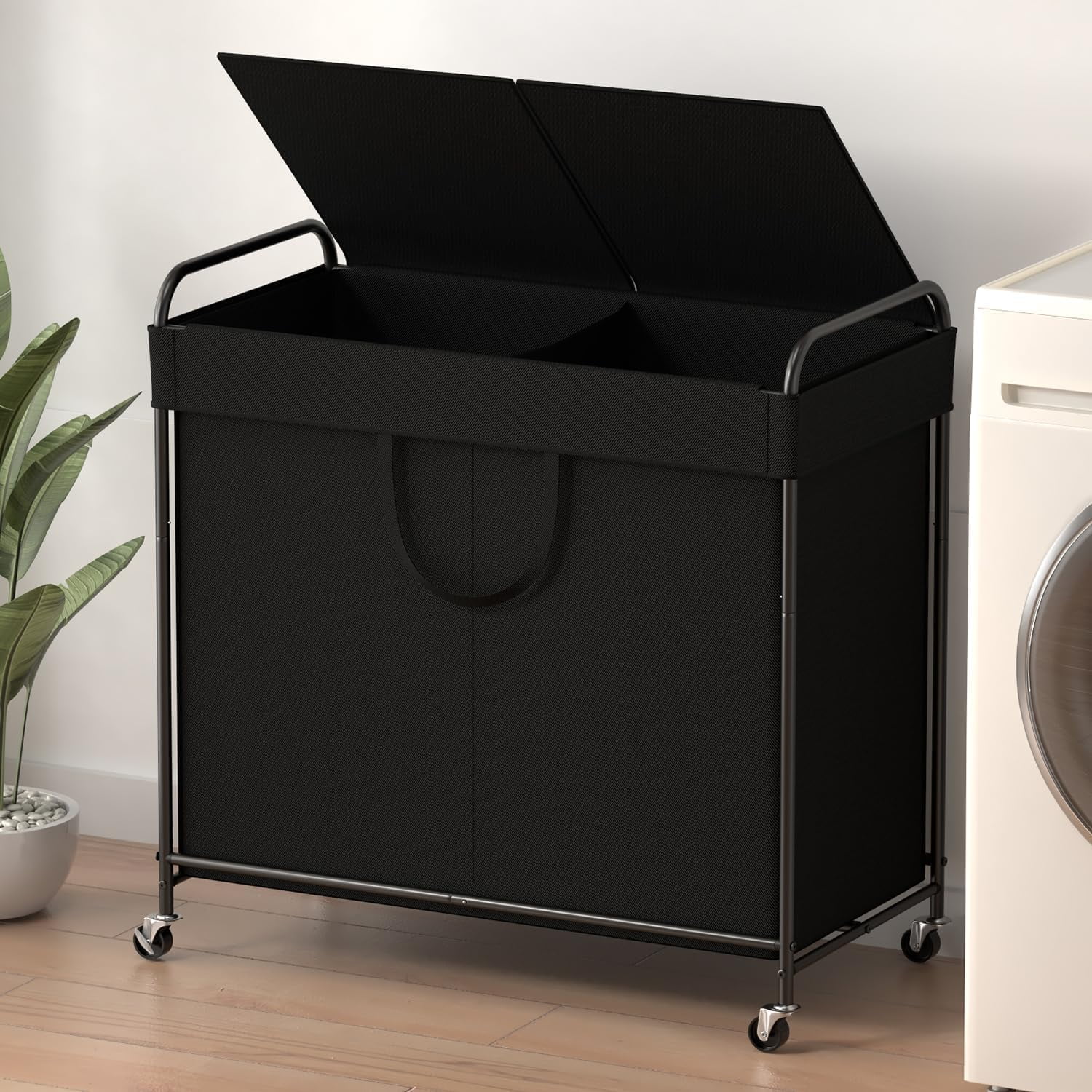 180L Large Laundry Hamper, 3 Compartment Laundry Basket with Lid ...