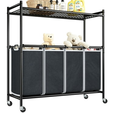 Seville Classics Commercial Heavy Duty Laundry Cart, Canvas Basket with ...