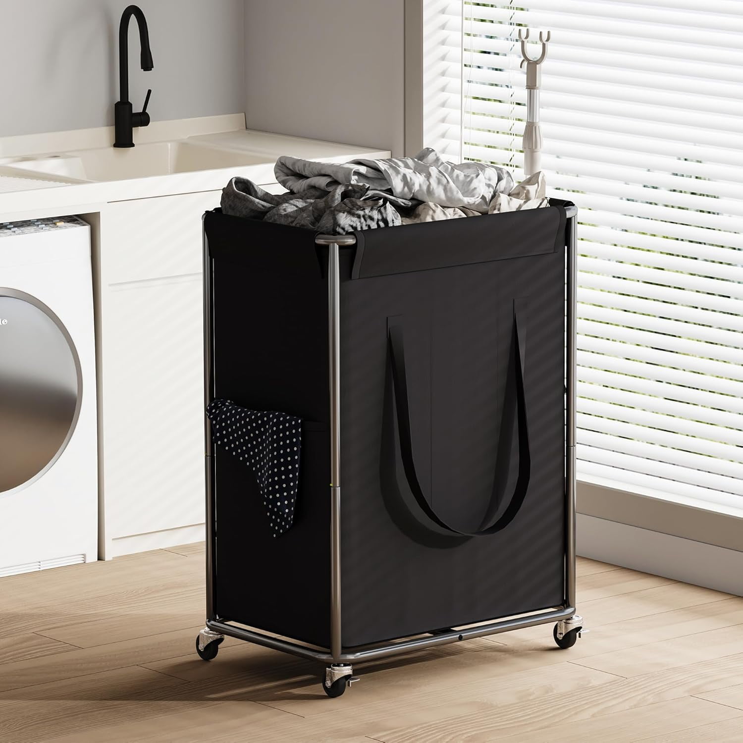 180L Spacious Laundry Hamper featuring Wheels, Movable Laundry Basket ...