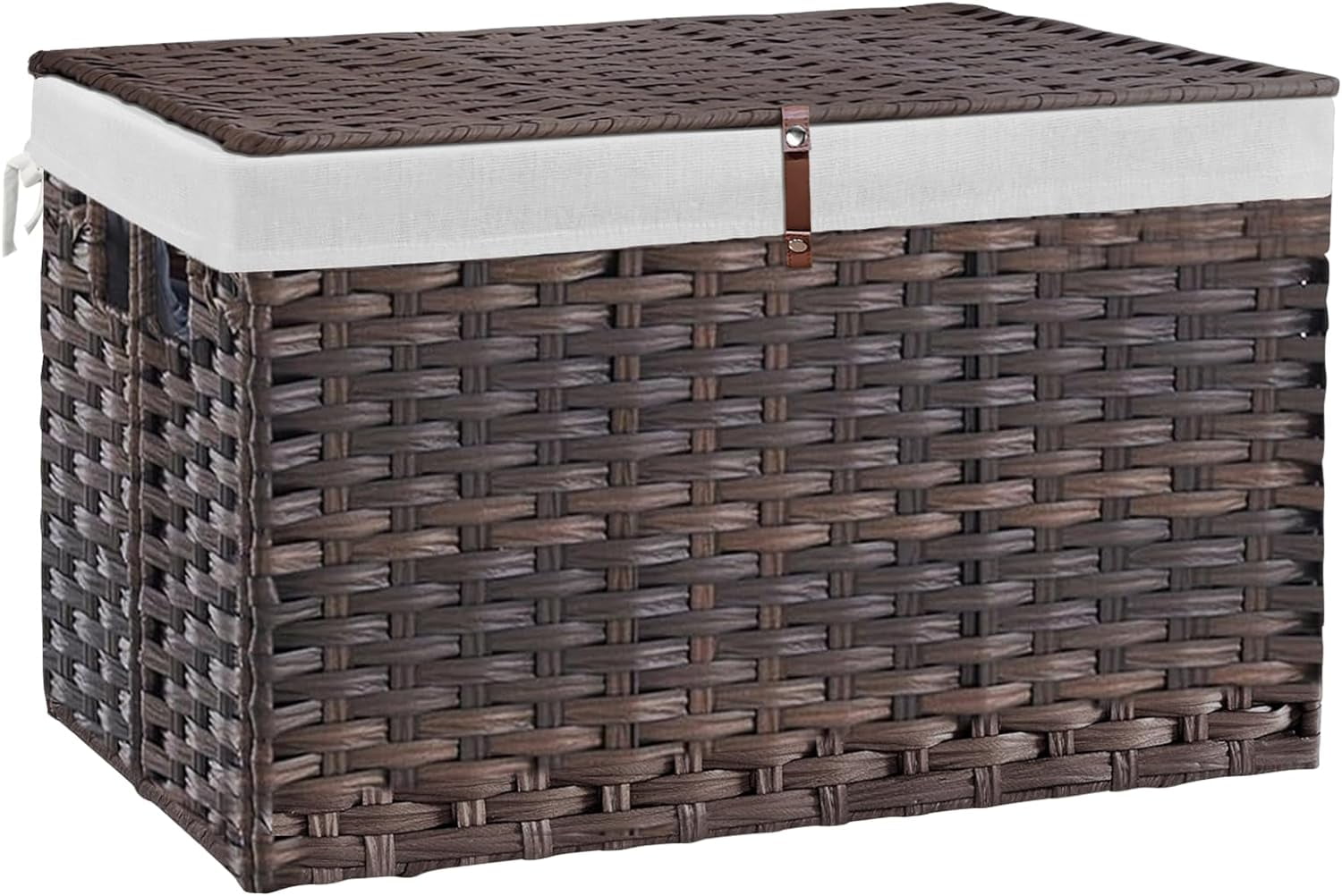 180L Wicker Storage Basket with Lid, Handwoven Rattan Large Shelf ...