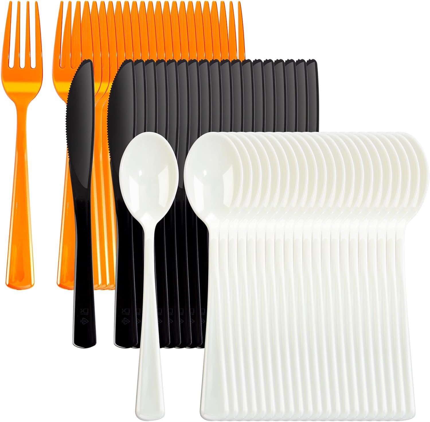 180PCS Halloween Plastic Silverware Kit - Tricolor Flatware Single-Use ...