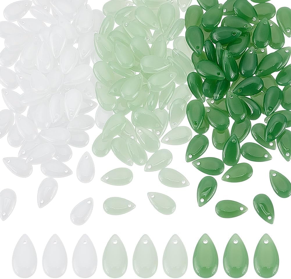 180Pcs 3 Colors Glass Pendants Imitation Gemstone Teardrop Charms Mixed ...