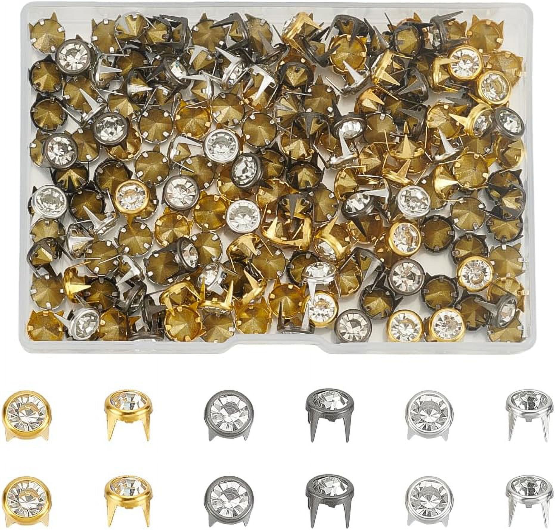 180Pcs 3 Colors Rhinestone Claw Beads Nailhead 8mm Rhinestone Stud ...