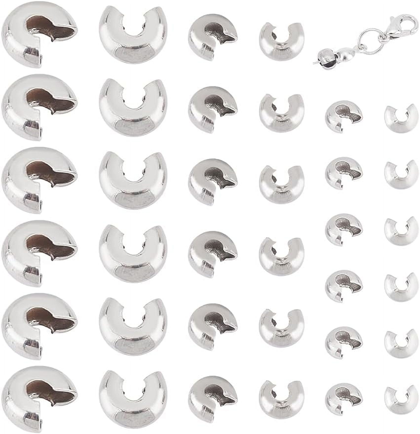 180Pcs 304 Stainless Steel Crimp Beads Knot Covers Half Round Open ...