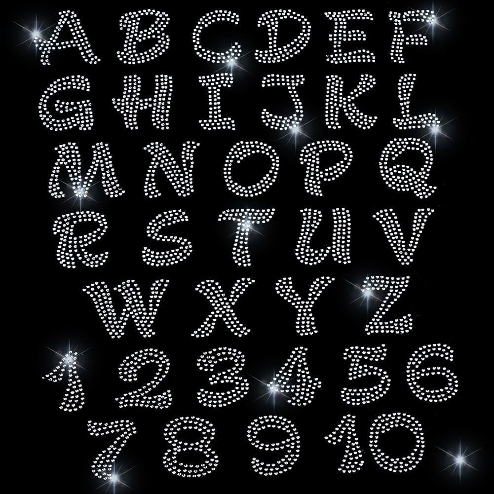 180Pcs 5 Sheets Iron on Rhinestone Letter Patches Glitter Alphabet ...