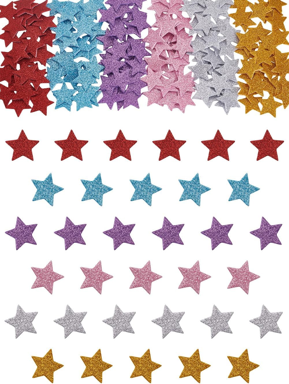 180Pcs 6 Colors EVA Star Glitter Stickers 27x29x1.5mm Small Cute ...