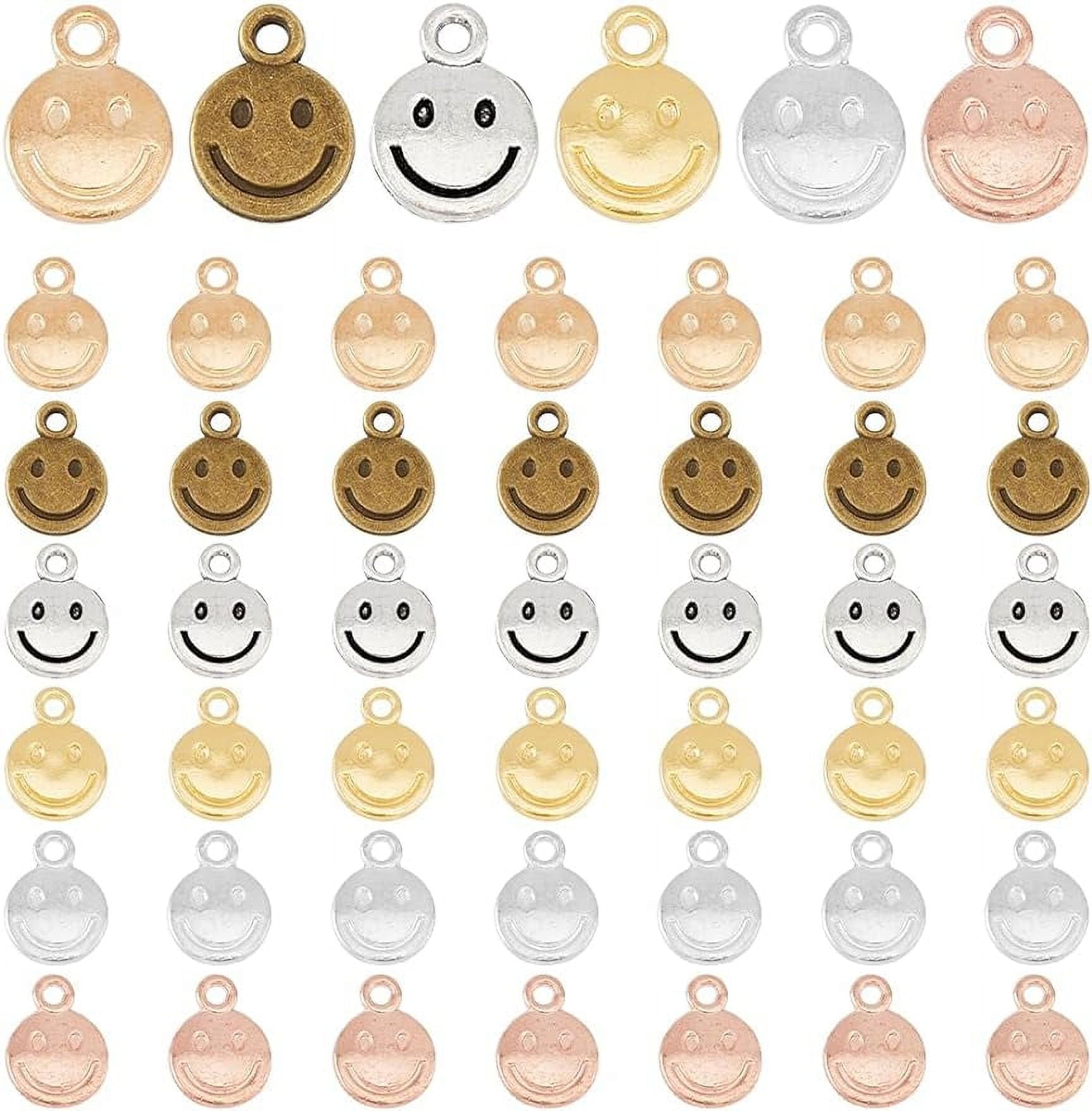 180Pcs 6 Colors Smiley Face Charms Antique Bronze/Golden/Silver Flat ...