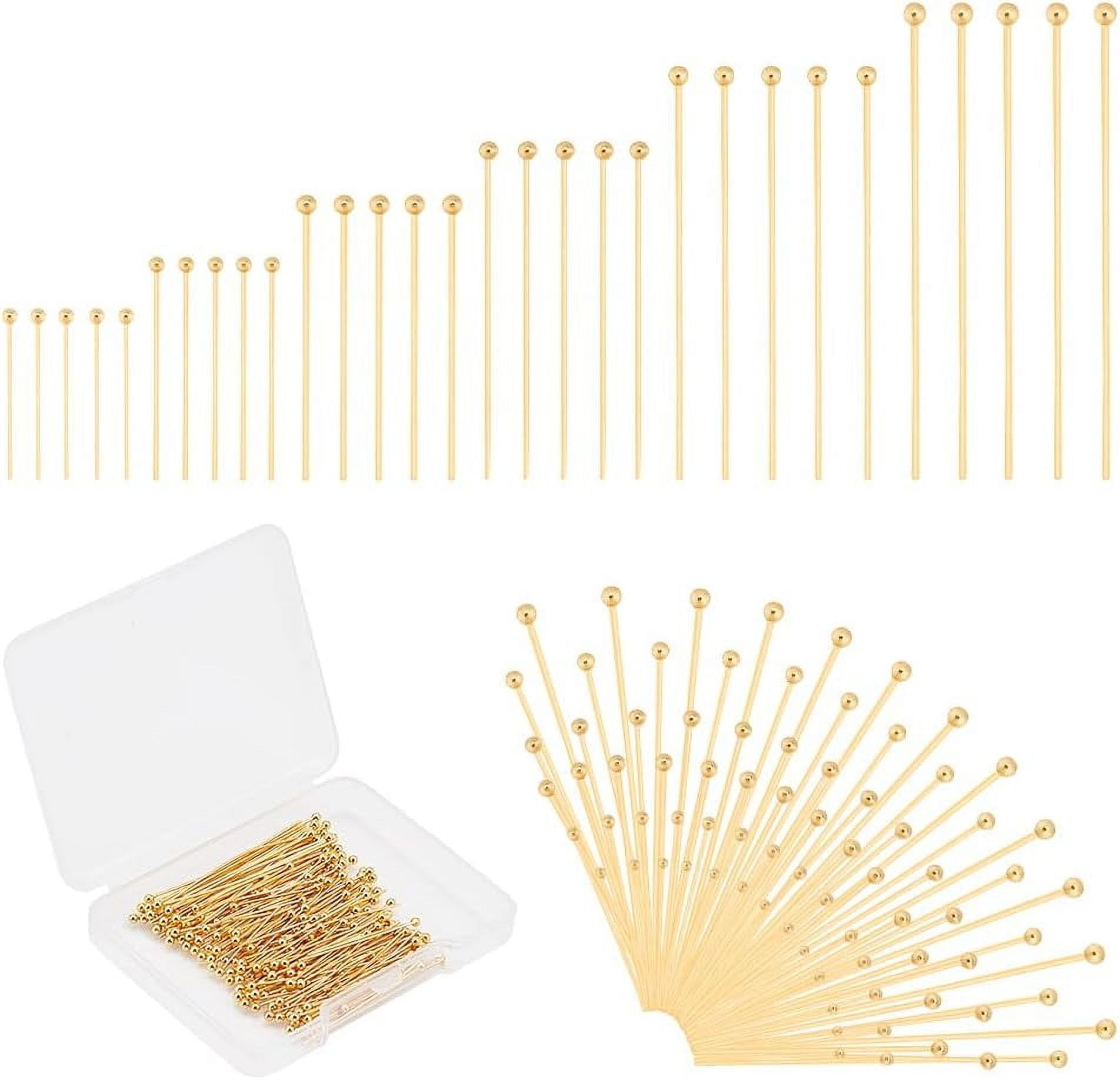 180Pcs 6 Sizes 18K Gold Plated Ball Head Pins 304 Stainless Steel Ball ...
