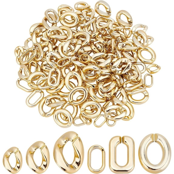 180Pcs 6 Style Opaque Spray Painted Acrylic Linking Rings Gold Quick ...