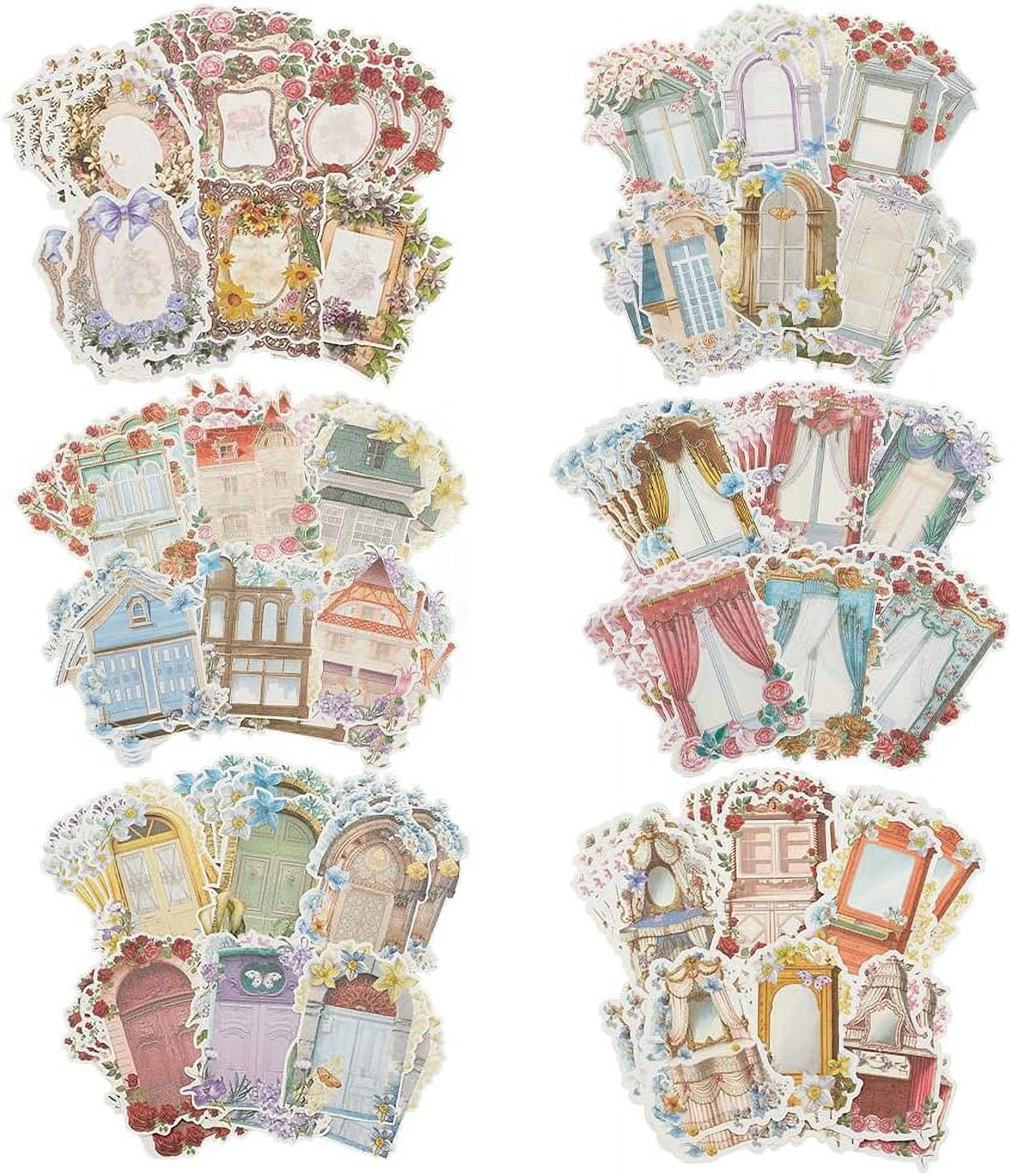 180Pcs 6 Styles Aesthetic Scrapbook Paper Retro Flower Non Adhesive ...