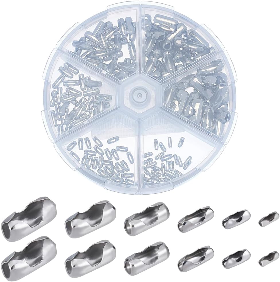 180Pcs 6 Styles Ball Chain Clasps 304 Stainless Steel Beaded Chain ...