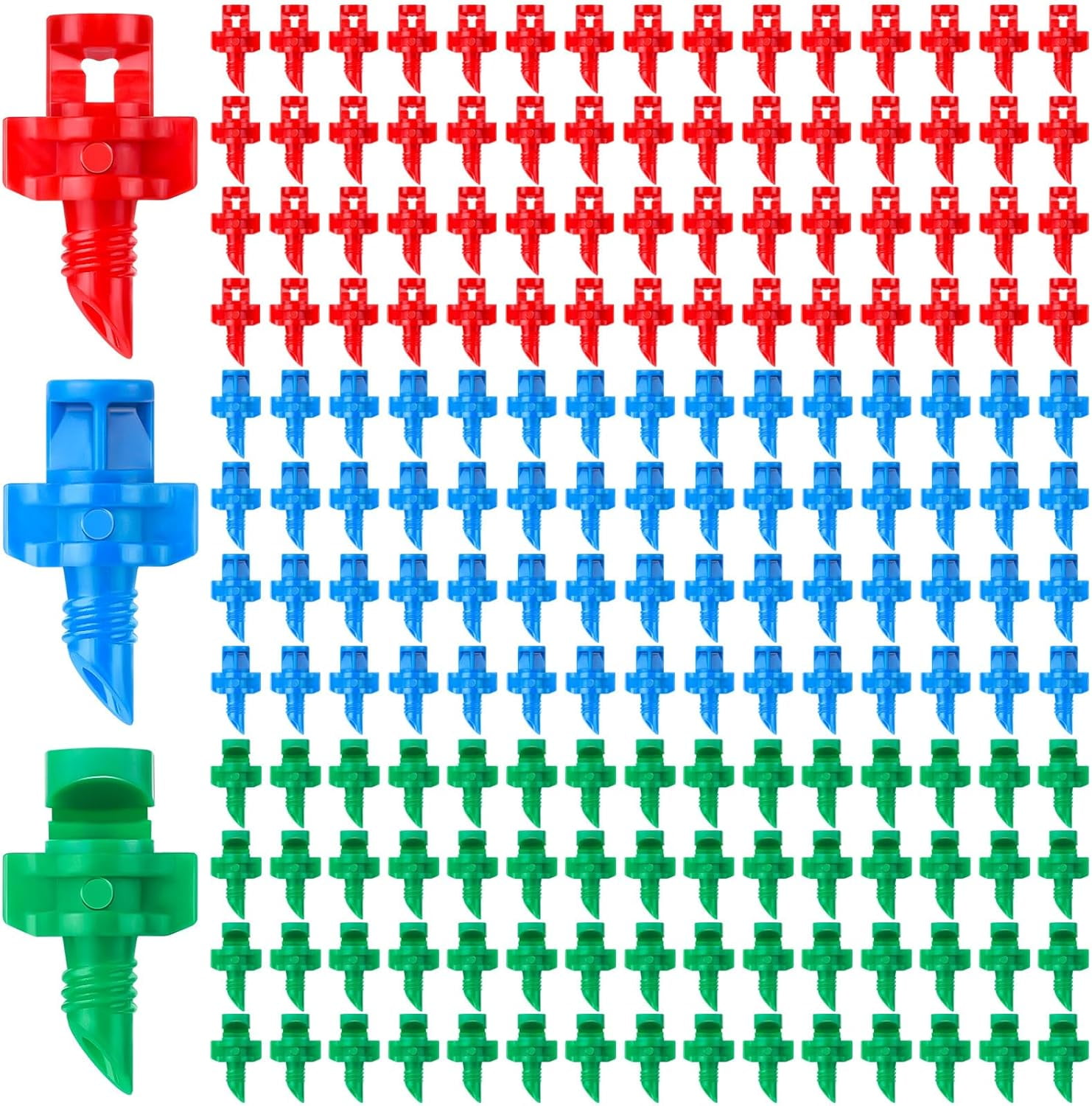 180Pcs 90/180/360 Degrees Drip Irrigation Emitters, 3 Color Heads ...