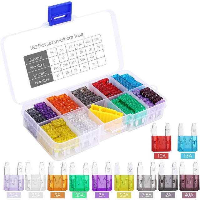 180Pcs Car Blade Fuses Assortment Kit Automotive Fuses Mini Car Boat ...