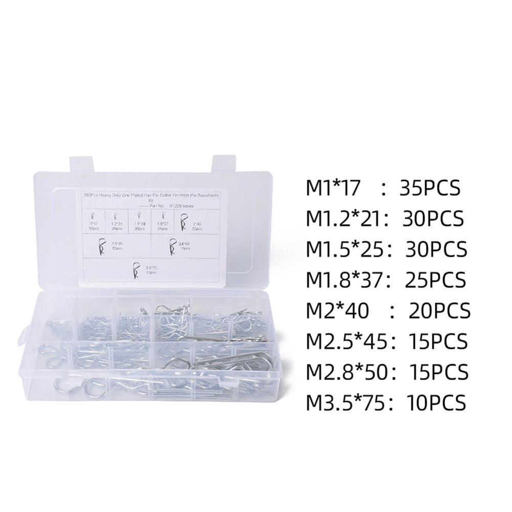 180Pcs High-quality Anti-rust R Clip Lock Cotter Spring Pins Assortment ...