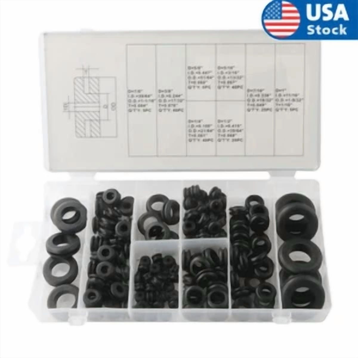 180Pcs Rubber Grommet Assortment Kit Firewall Hole Plug Electrical ...