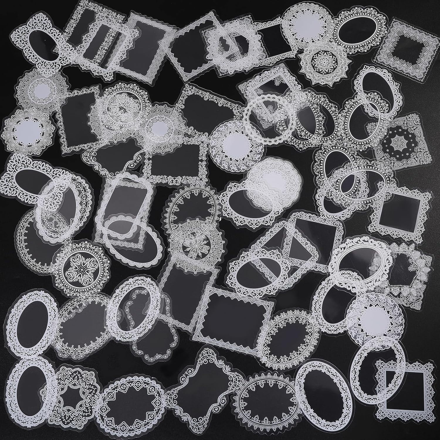 180Pcs Transparent Lace Stickers PET Lace Photo Frames Stickers ...