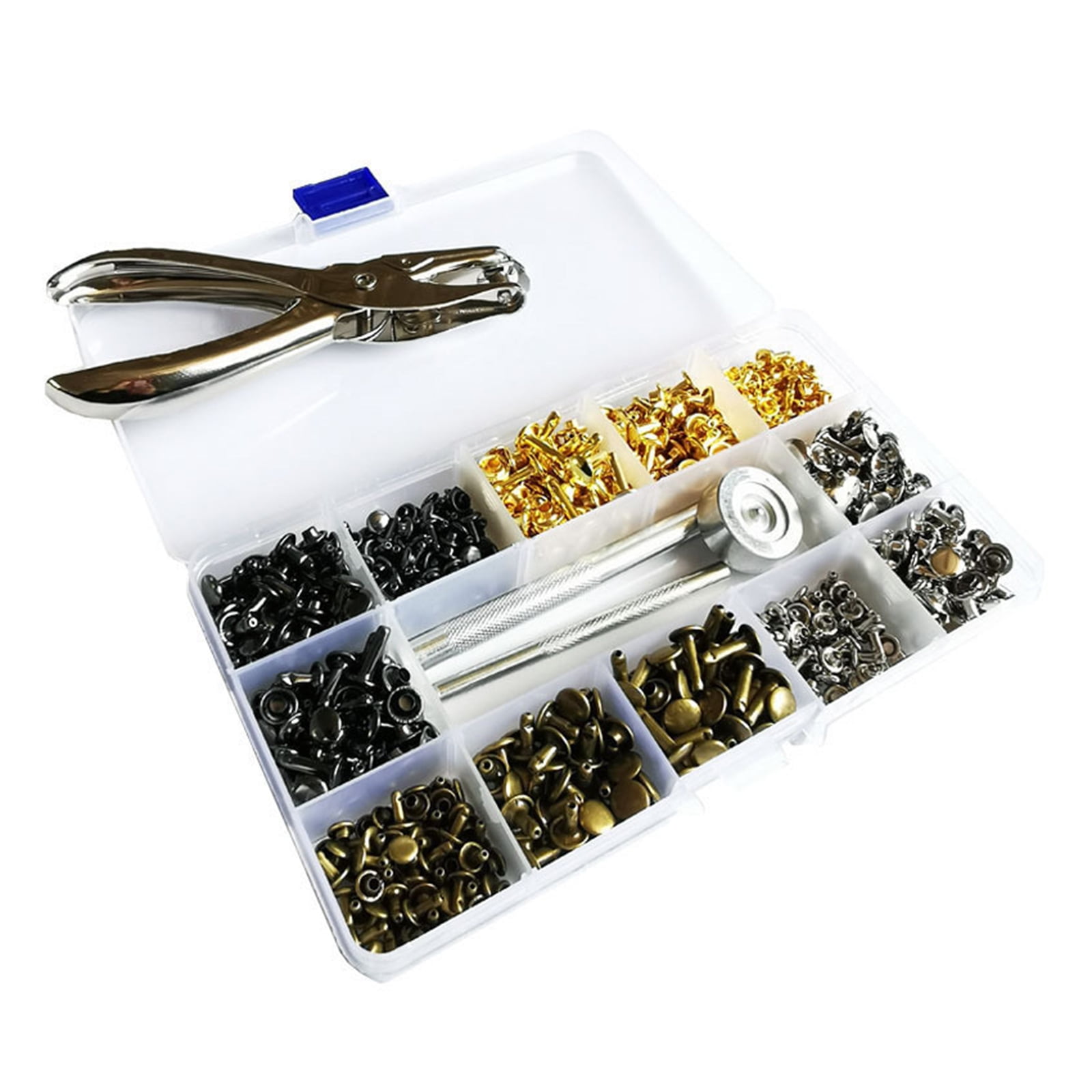 180Sets 6mm/8mm/12.0mm Leather Rivets 4 Color Double Caps Rivets Metal ...