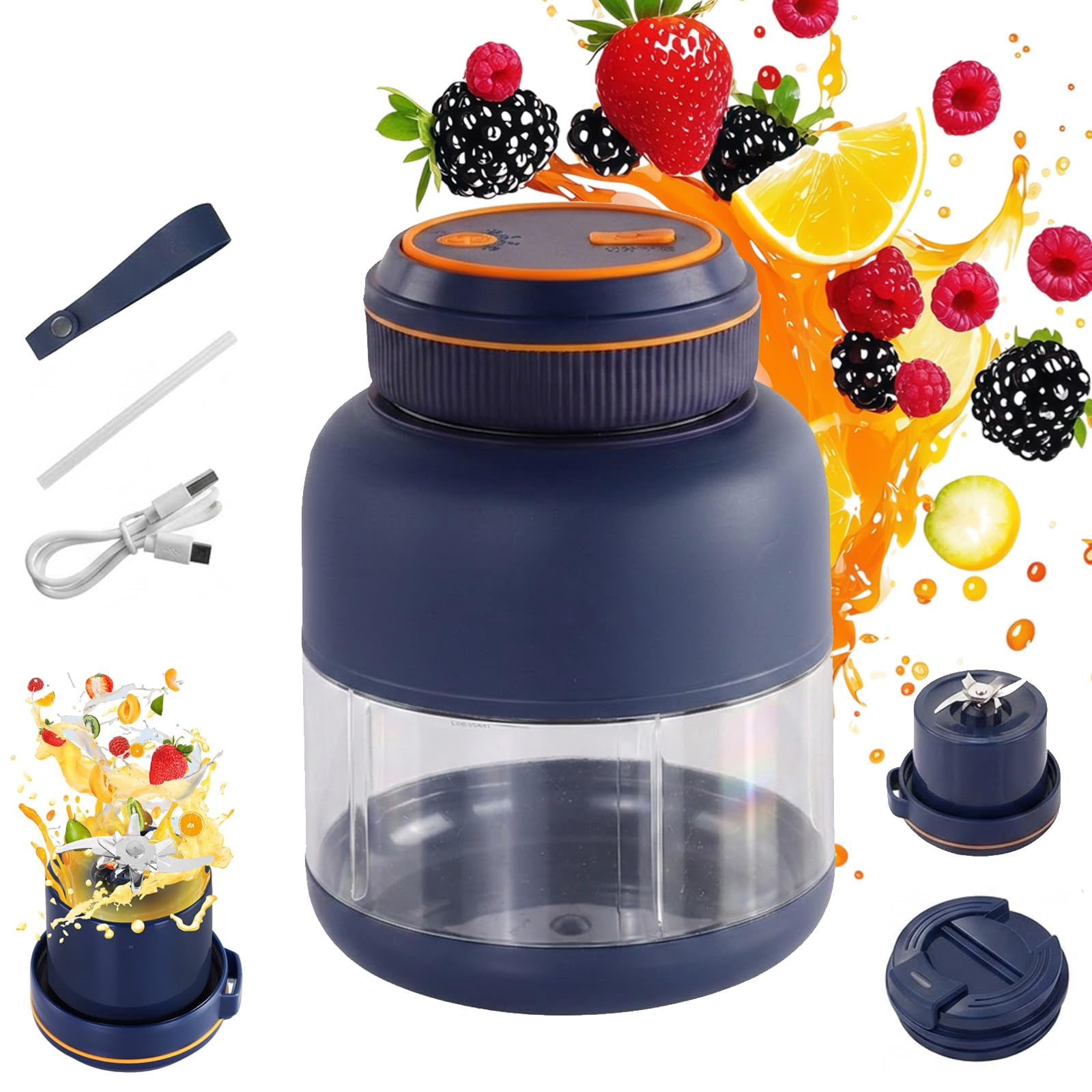 180W High Power Portable Blender Cup, 38 Cutting Blades Electric Mixer ...