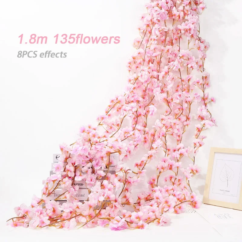 180cm Artificial Flowers Cherry Blossom Sakura Garland Wedding Arch ...