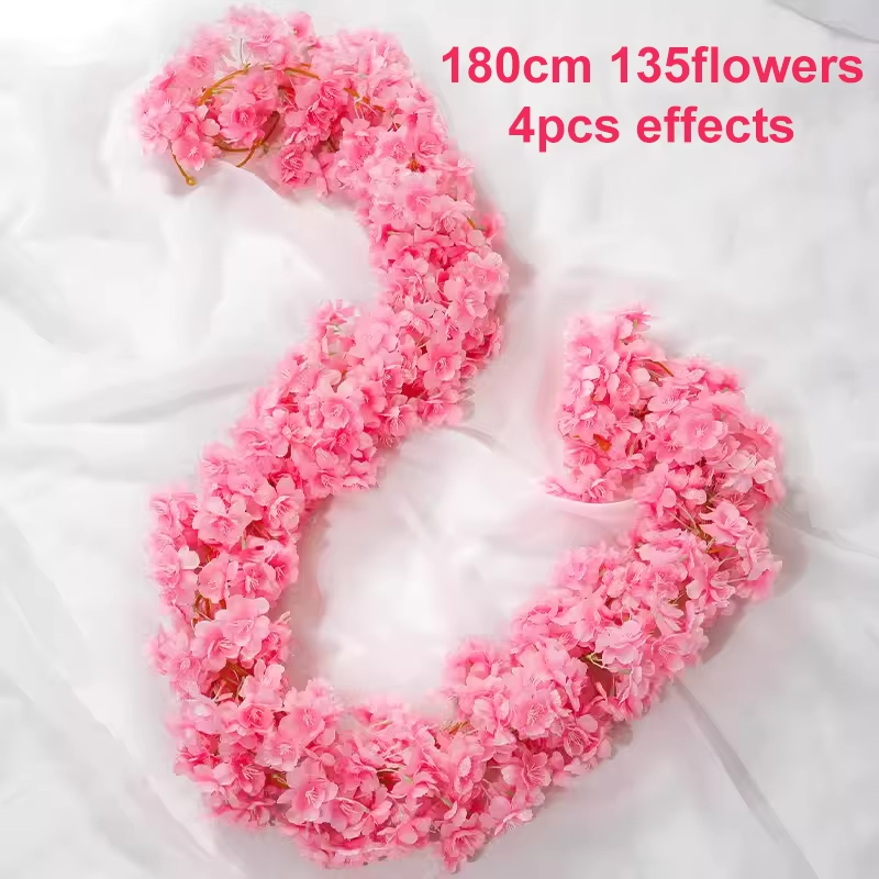 180cm Artificial Flowers Cherry Blossom Sakura Garland Wedding Arch ...