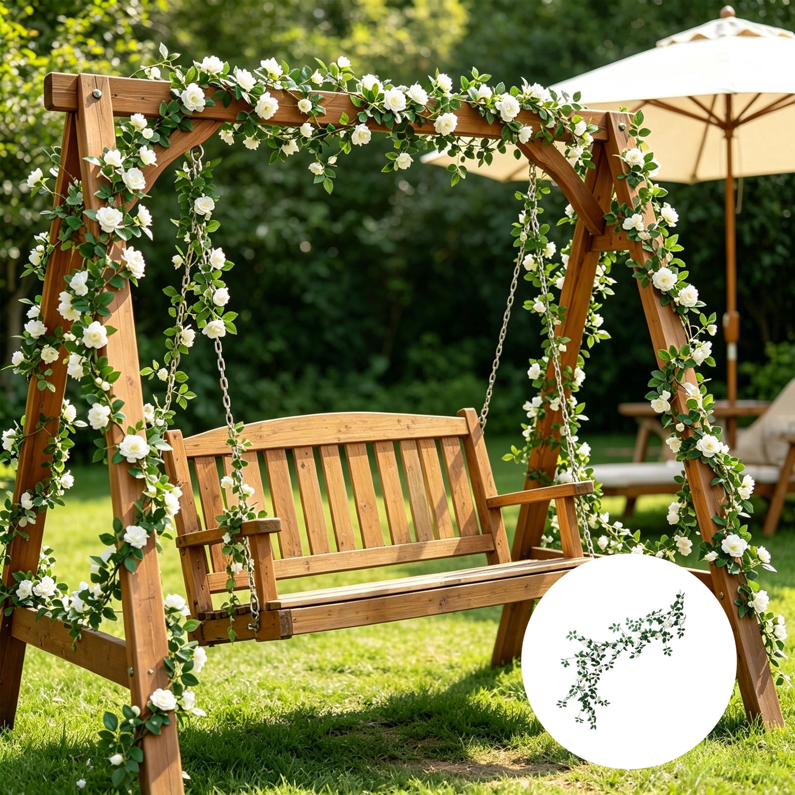 180cm Green Leaf Fake Rose Hanging Vine,Soft Floral Rattan,Classic ...