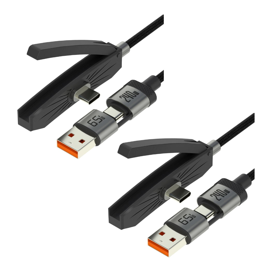 180cm Long Braided Type C USB 2 in 1 Data Cord Fast Charging Cable With ...