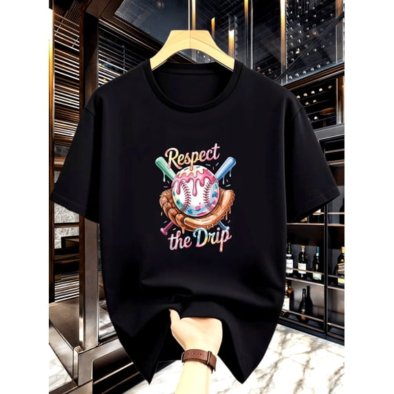 180g Unisex T-Shirts In Black And White Respect The Drip Baseball Glove ...