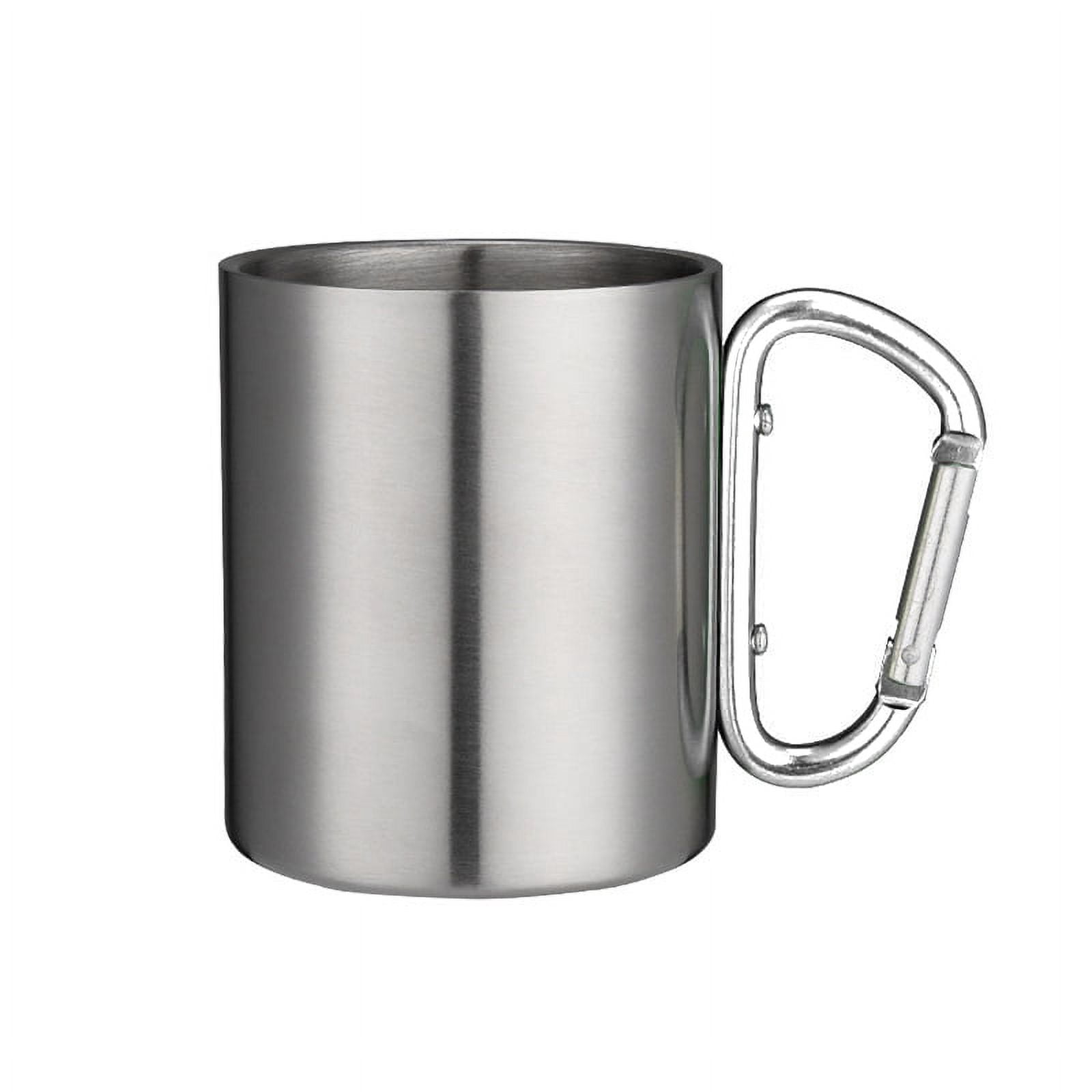 180ml Stainless Steel Mug with Folding Handle and Carabiner for Camping ...