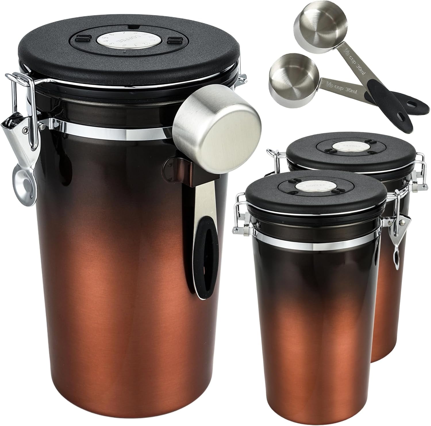 180oz Airtight Coffee Canister sets, 3-Piece Food Container with Lid, 1 ...