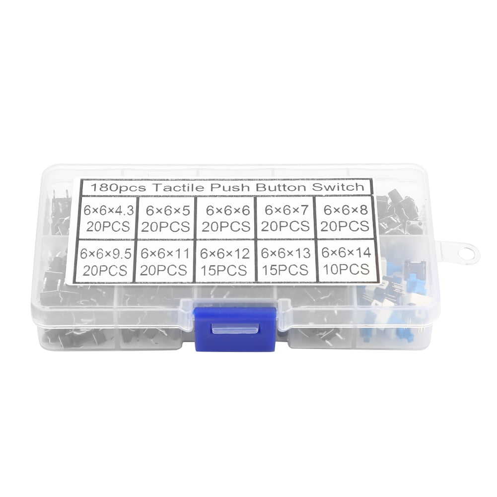 180pcs 10 Value SMD Tactile Push Button Switch Micro Tact Switch Set ...