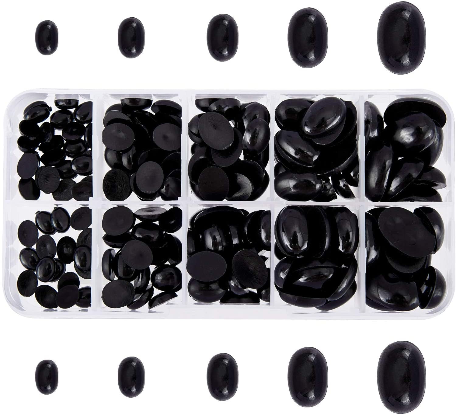 180pcs 5 Sizes Nose Eyes Cabochons Flat Eyes Plastic Oval Nose 8~18mm ...