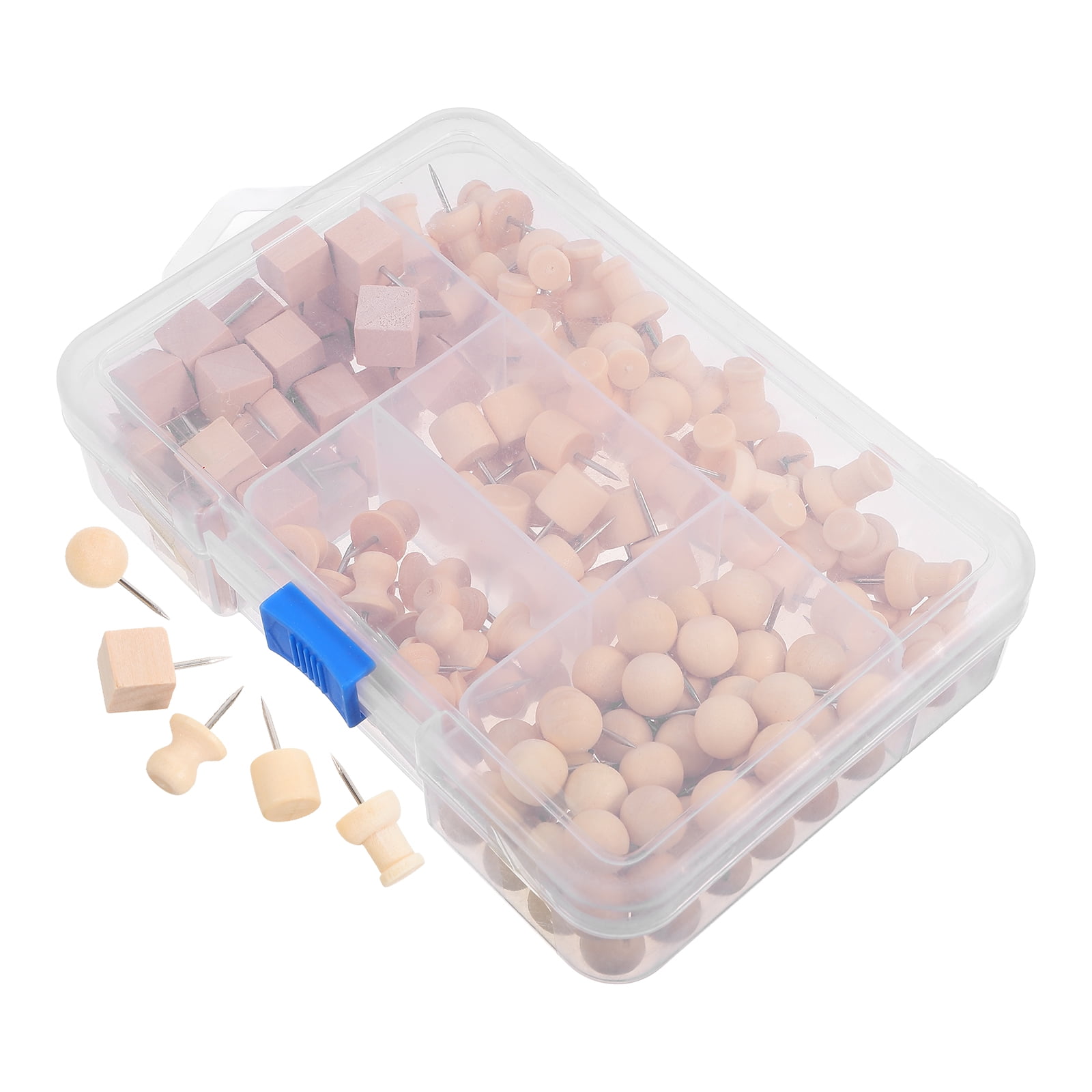 WRISTBIQUE Wood Push Pins Beige 180Pcs 0.9-0.9In Cylindrical Steel ...